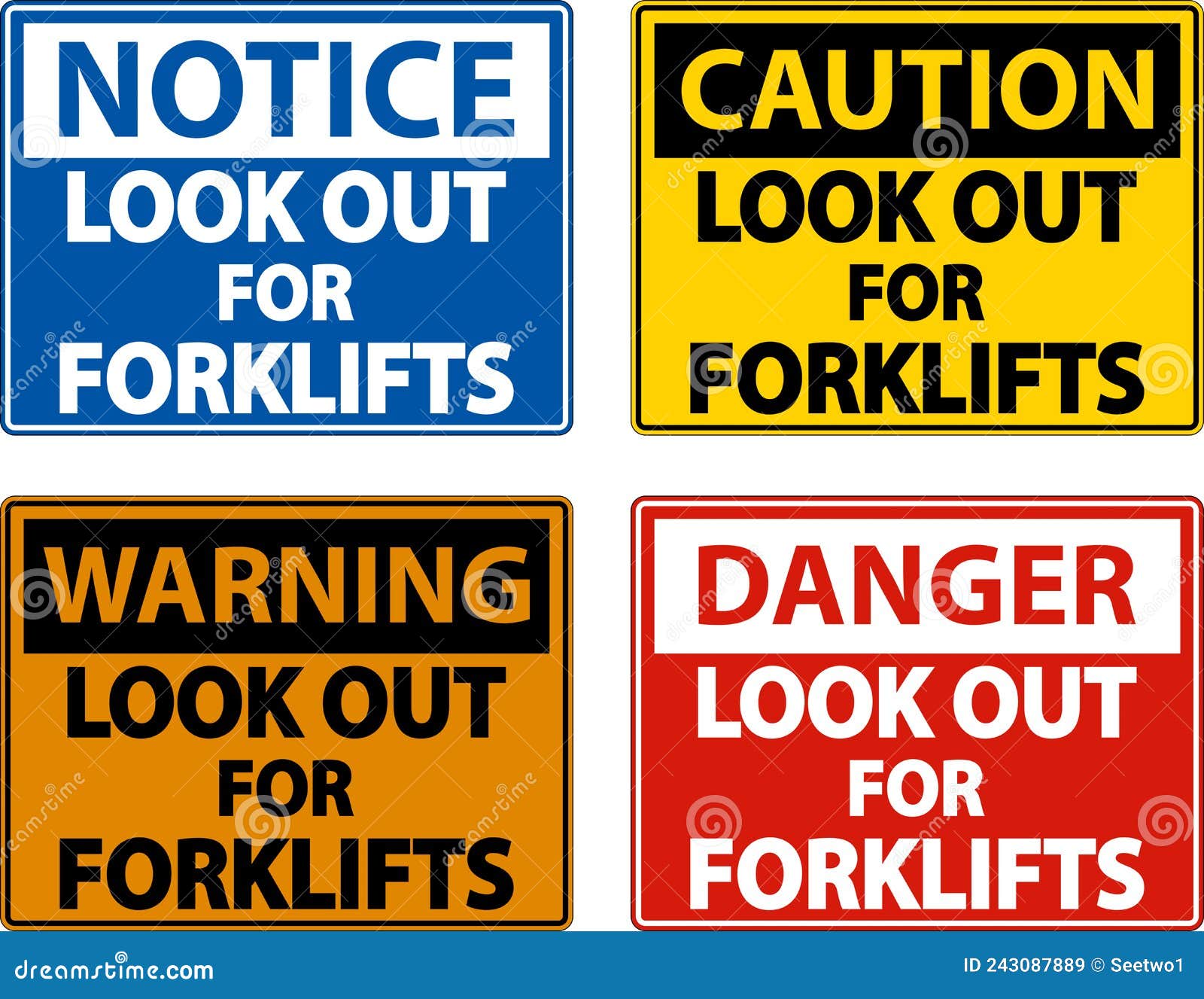 Caution Look Out for Forklifts Sign on White Background Stock Vector ...