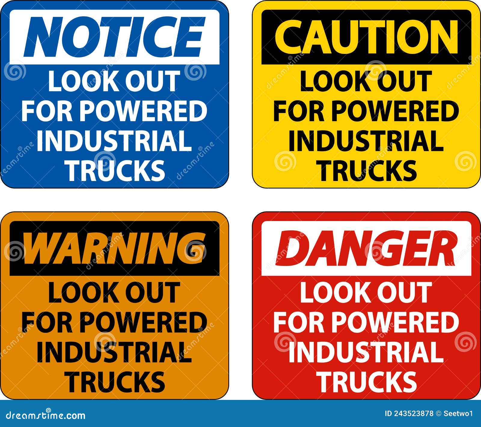 Caution Look Out for Trucks Sign on White Background Stock Vector ...