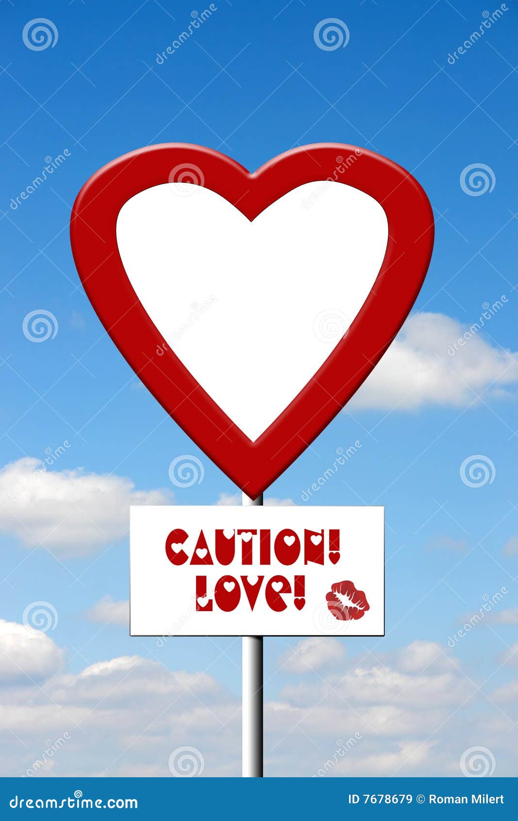 Caution Love sign stock illustration. Illustration of romantic - 7678679
