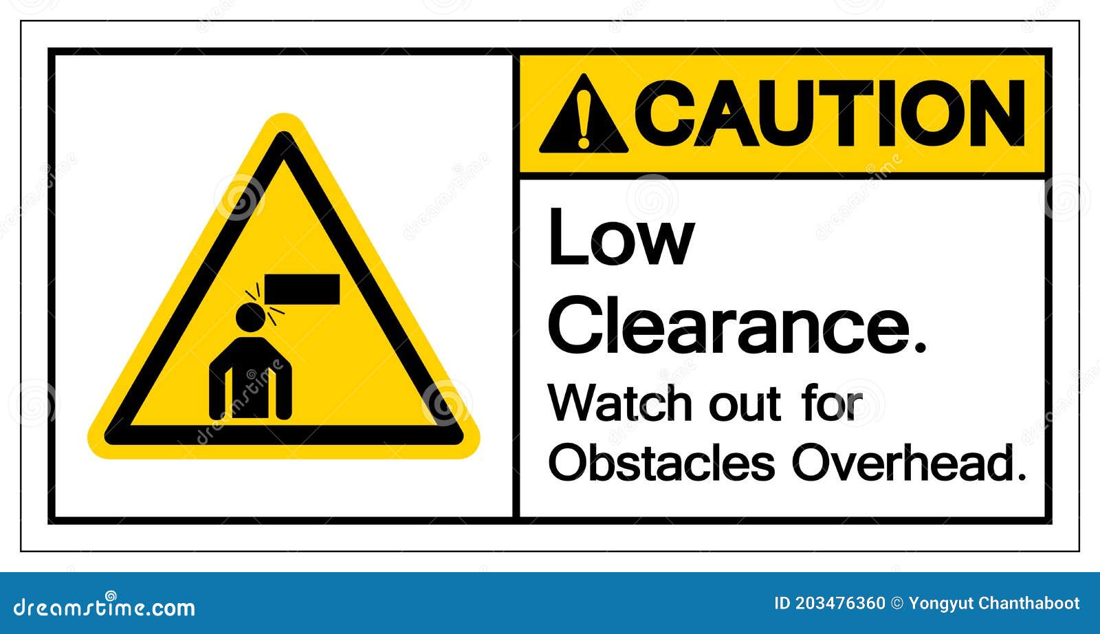 Caution Low Clearance Watch Out for Obstacles Overhead Symbol Sign ...