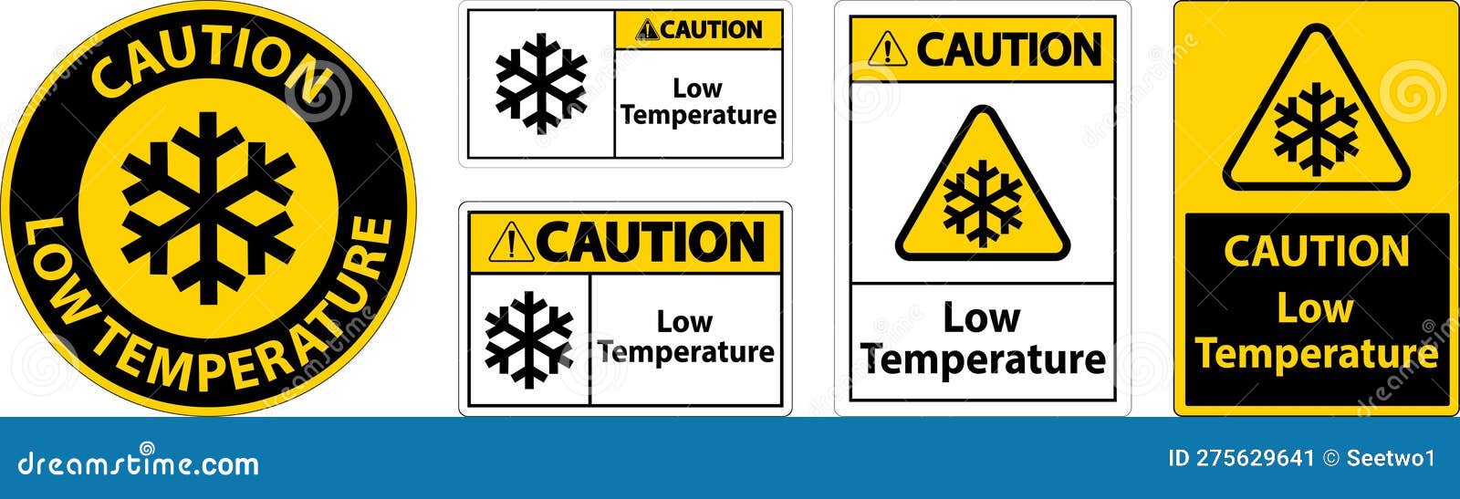 Caution Low Temperature Symbol and Text Safety Sign Stock Vector ...