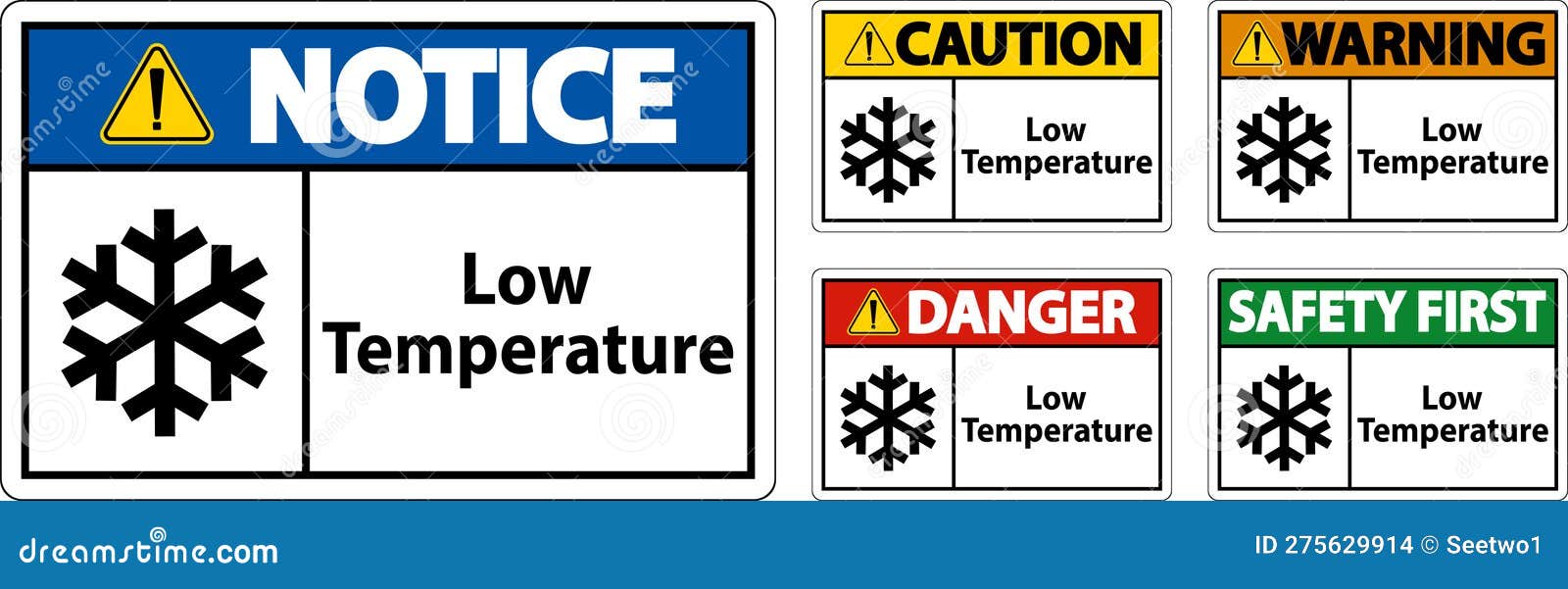 Caution Low Temperature Symbol and Text Safety Sign Stock Vector ...