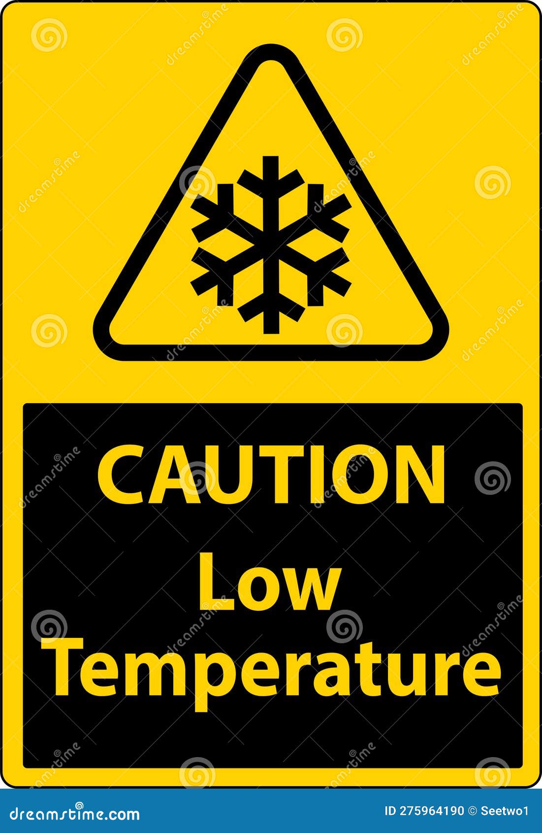 Caution Low Temperature Symbol and Text Safety Sign Stock Vector ...