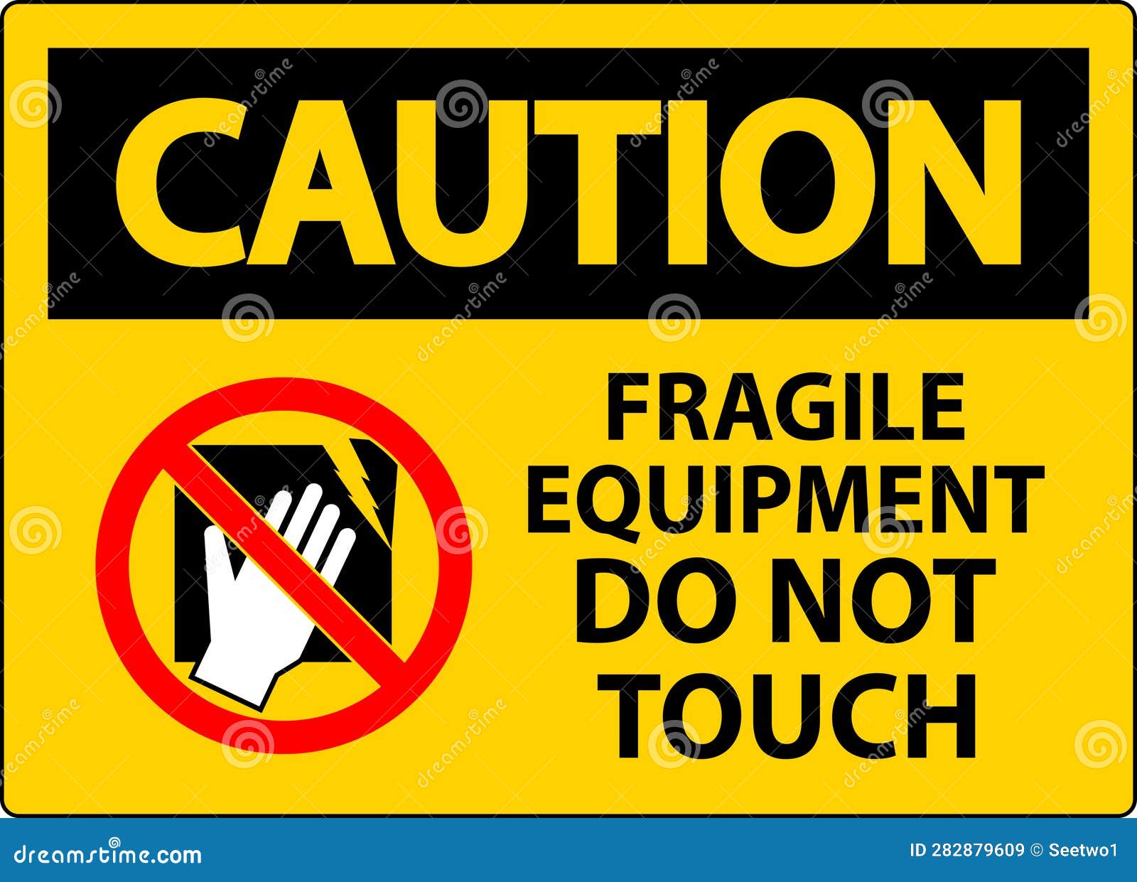 Caution Machine Sign Fragile Equipment, Do Not Touch Stock Vector ...