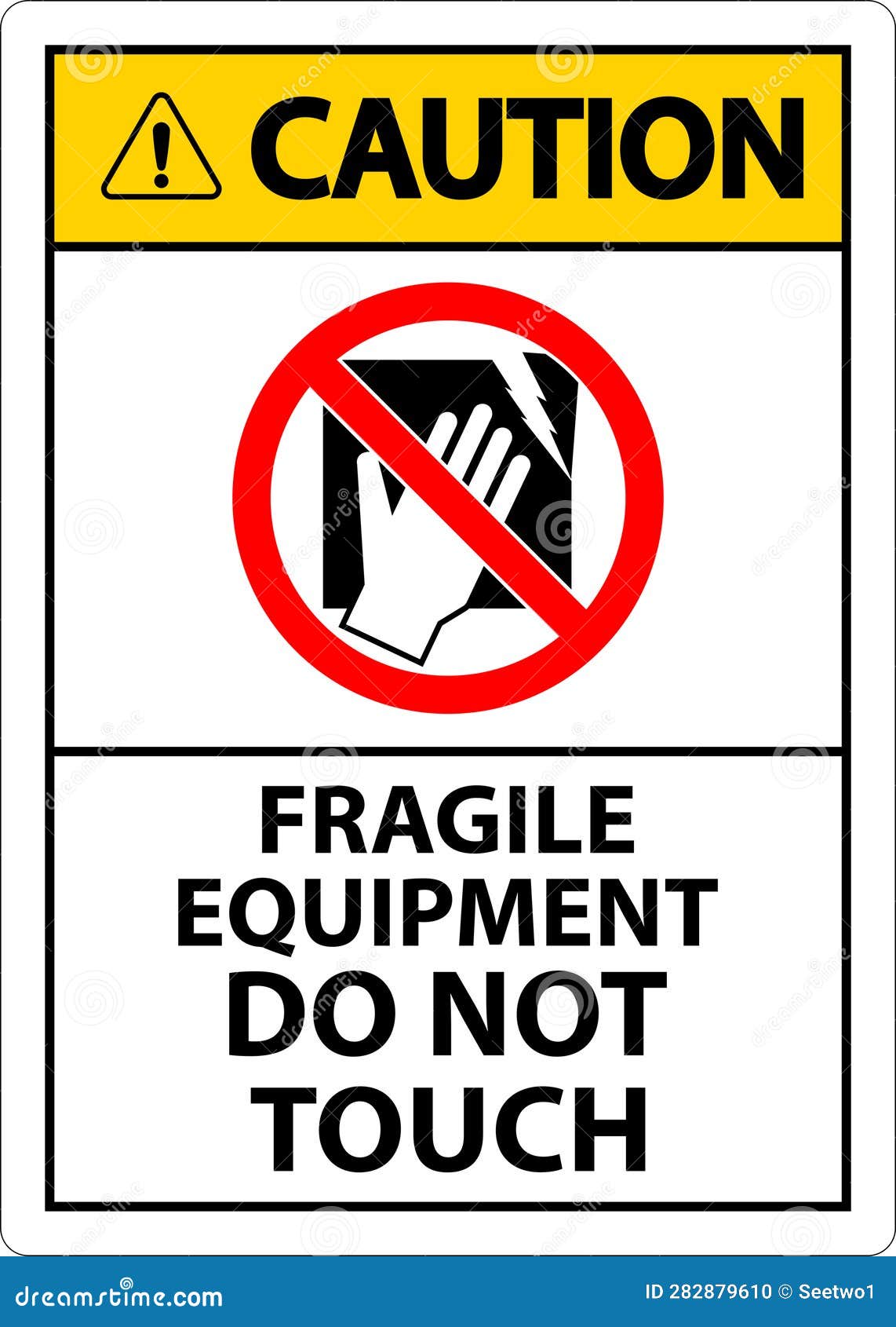 Caution Machine Sign Fragile Equipment, Do Not Touch Stock Vector ...