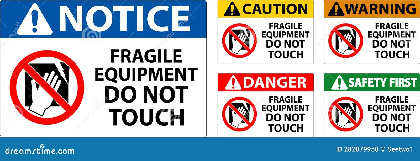 Caution Machine Sign Fragile Equipment, Do Not Touch Stock Vector ...