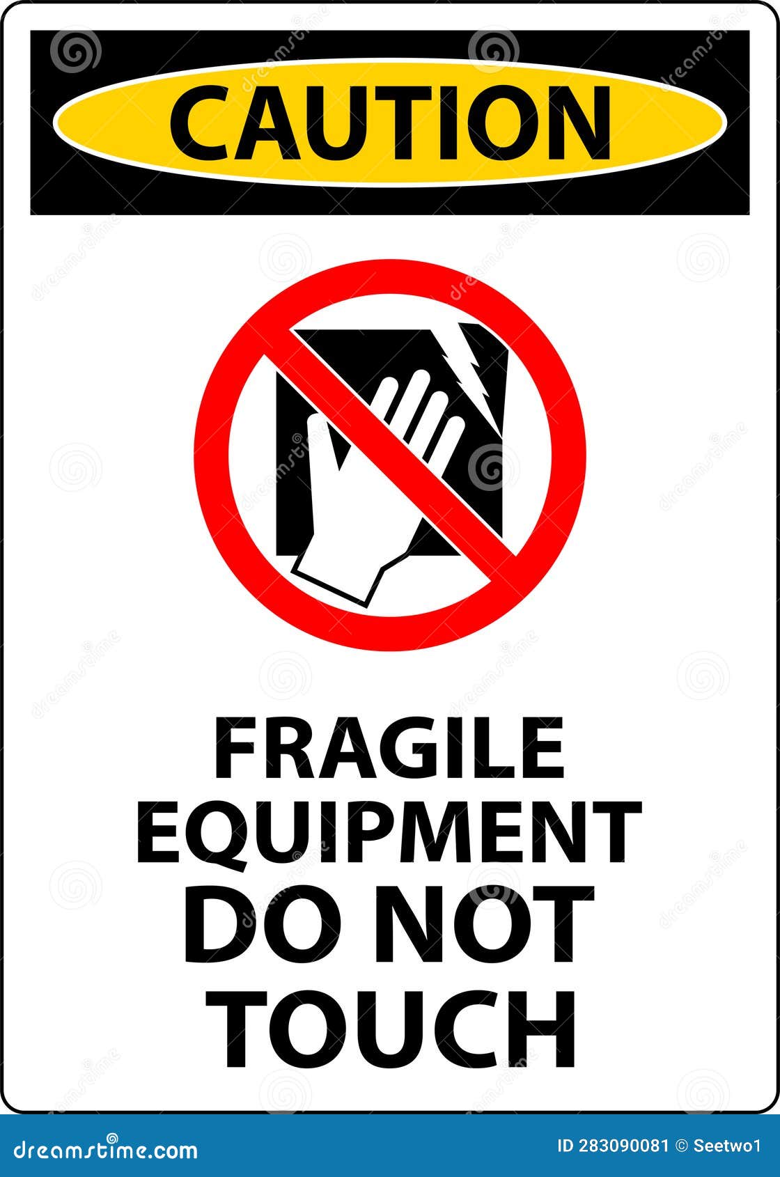 Caution Machine Sign Fragile Equipment, Do Not Touch Stock Vector ...