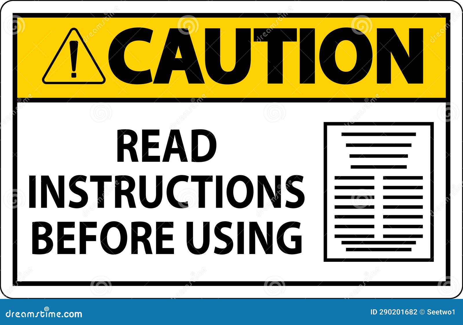 Caution Machine Sign Read Instructions before Using Stock Vector ...