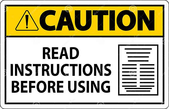 Caution Machine Sign Read Instructions before Using Stock Vector ...
