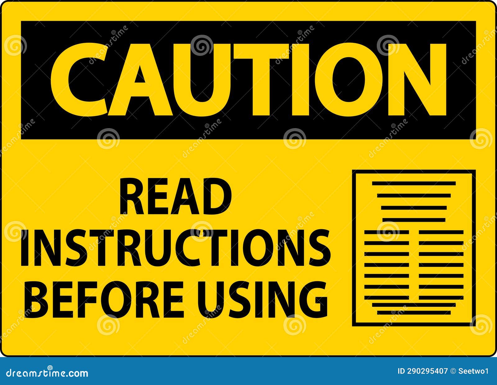 Caution Machine Sign Read Instructions before Using Stock Vector ...