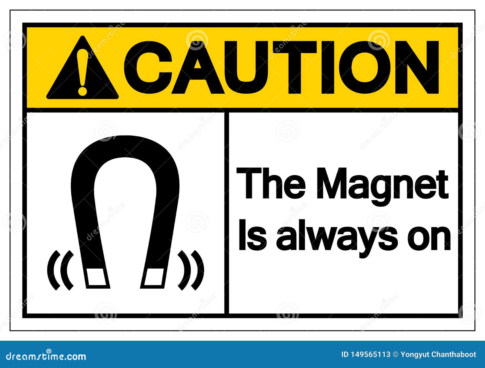 Caution the Magnet is always on Symbol Sign, Vector Illustration ...
