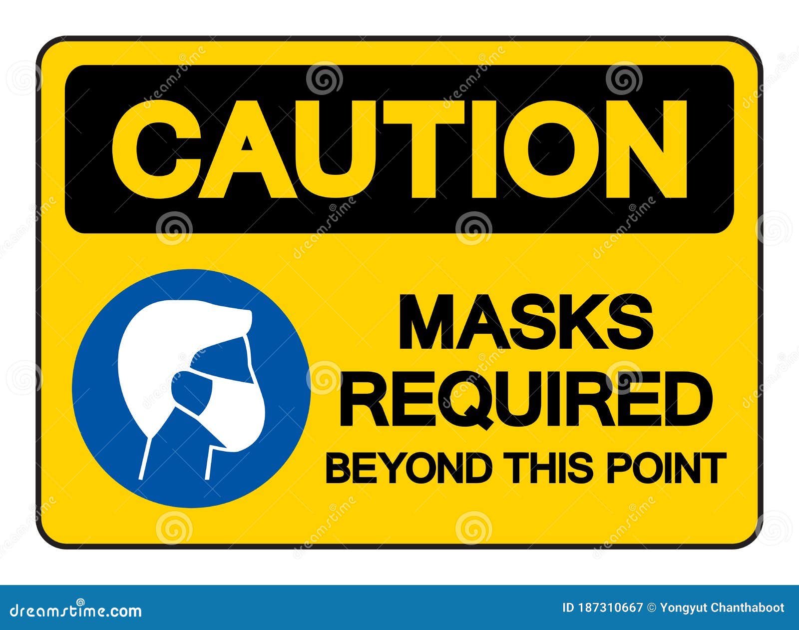 Caution Mask Required Beyond this Point Symbol Sign,Vector Illustration ...