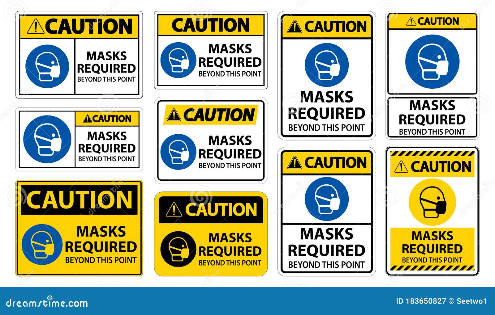 Caution Masks Required Beyond this Point Sign Isolate on White ...
