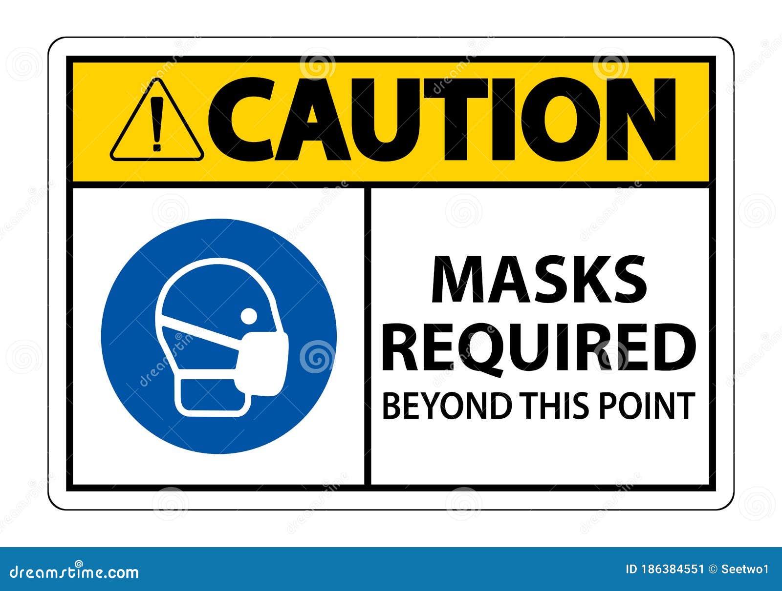 Caution Masks Required Beyond this Point Sign Isolate on White ...