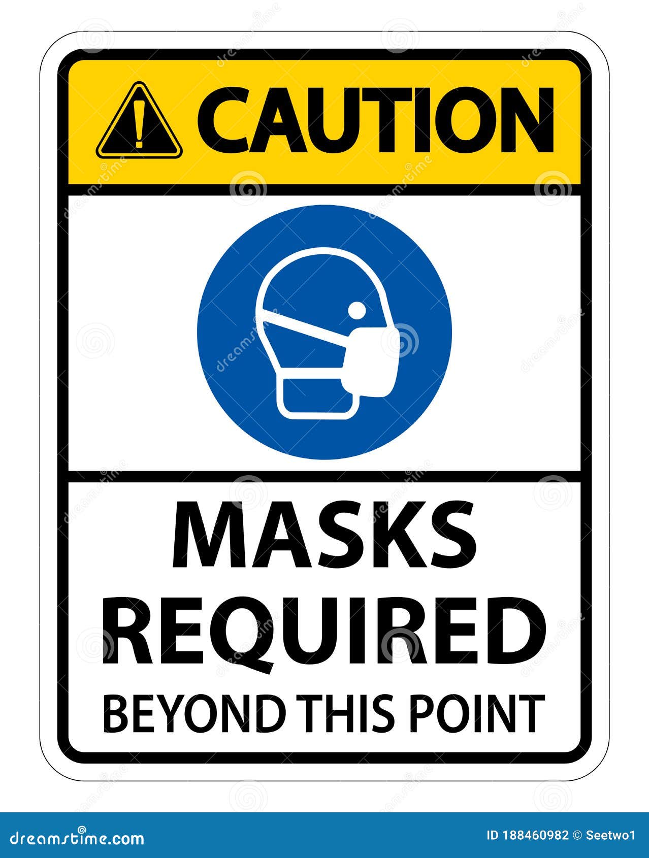 Caution Masks Required Beyond This Point Sign Isolate On White ...