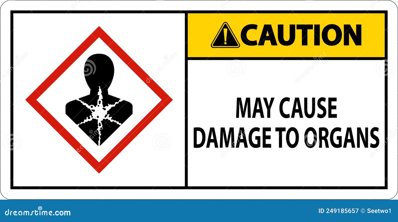 Caution May Cause Damage To Organs GHS Sign on White Background Stock ...