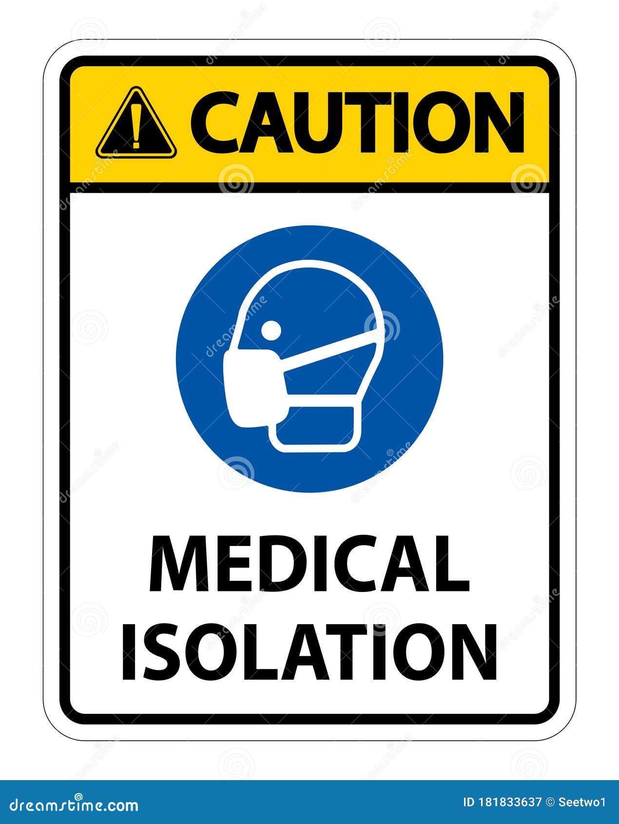 Caution Medical Isolation Sign Isolate On White Background Vector