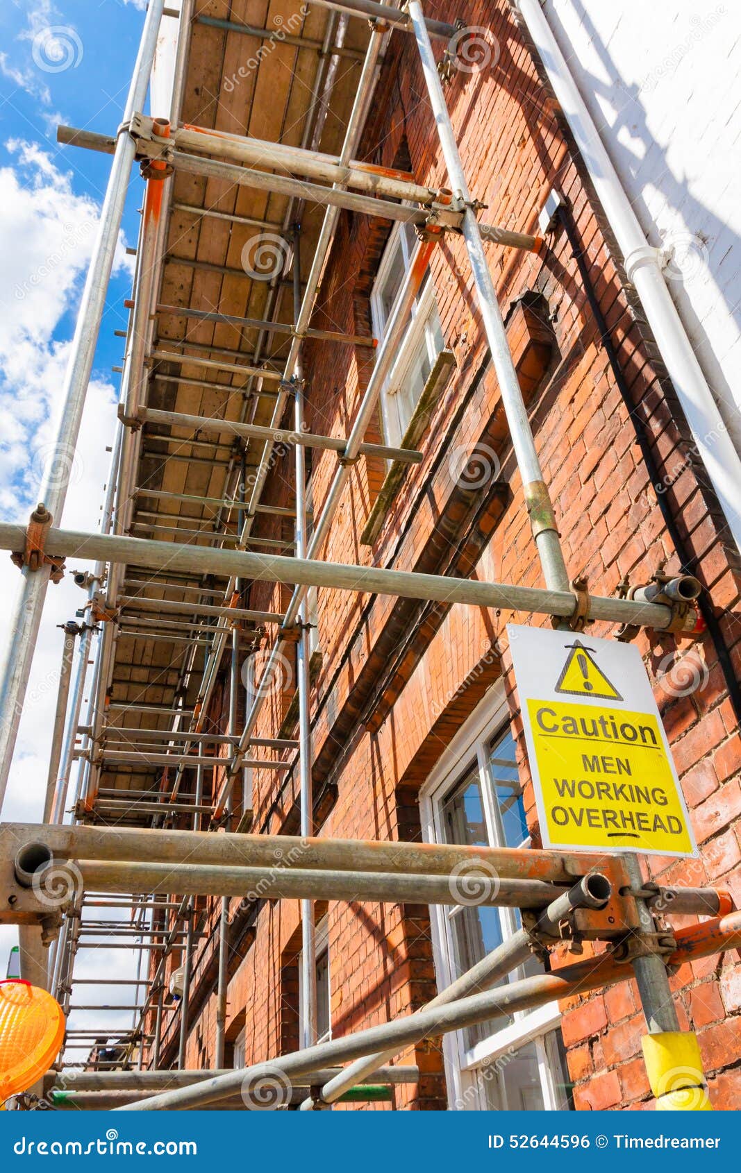Caution Men Working Overhead Stock Photo - Image of work, overhead ...