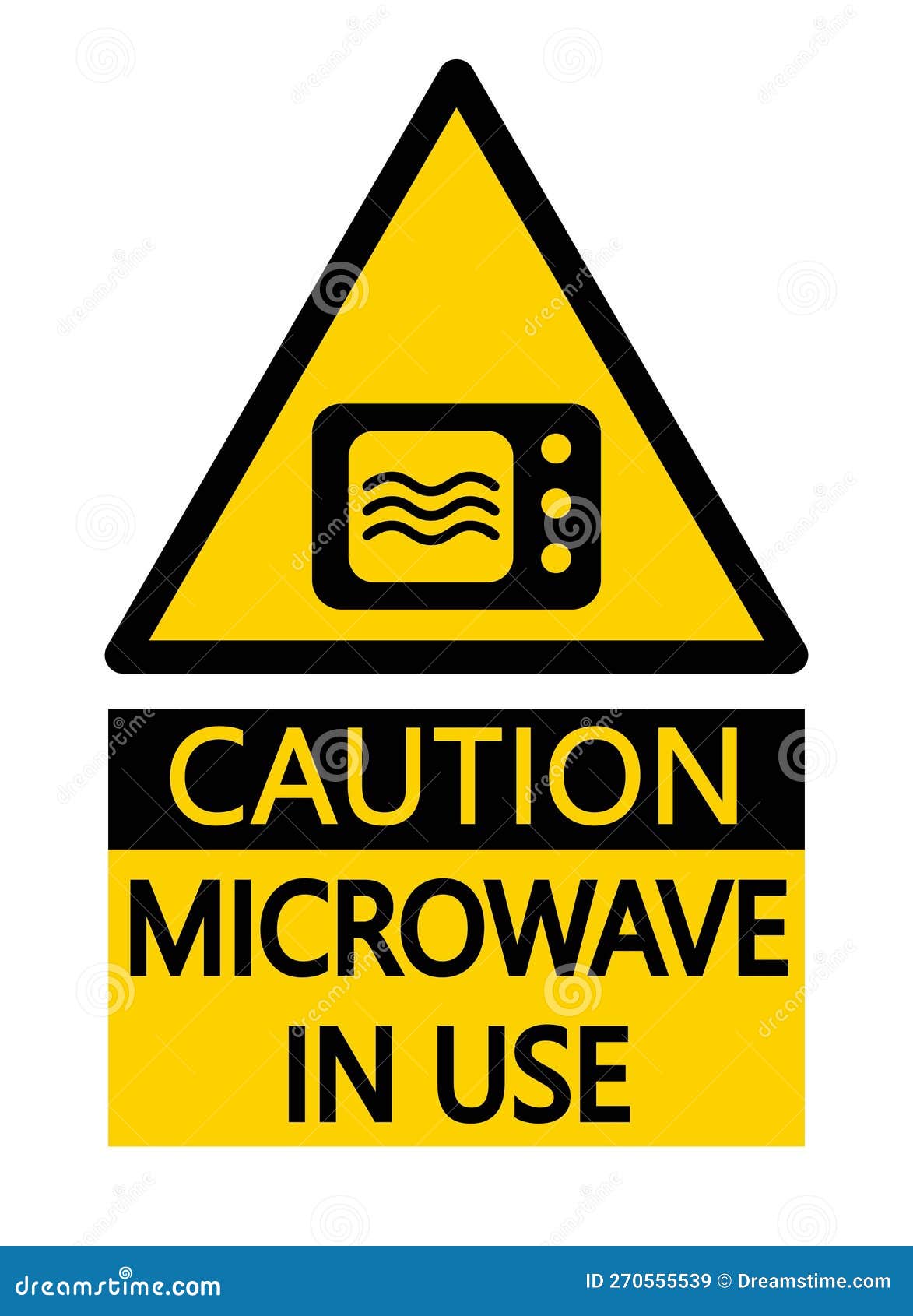 Caution, Microwave in Use. Warning Yellow Triangle Sign with Symbol and ...