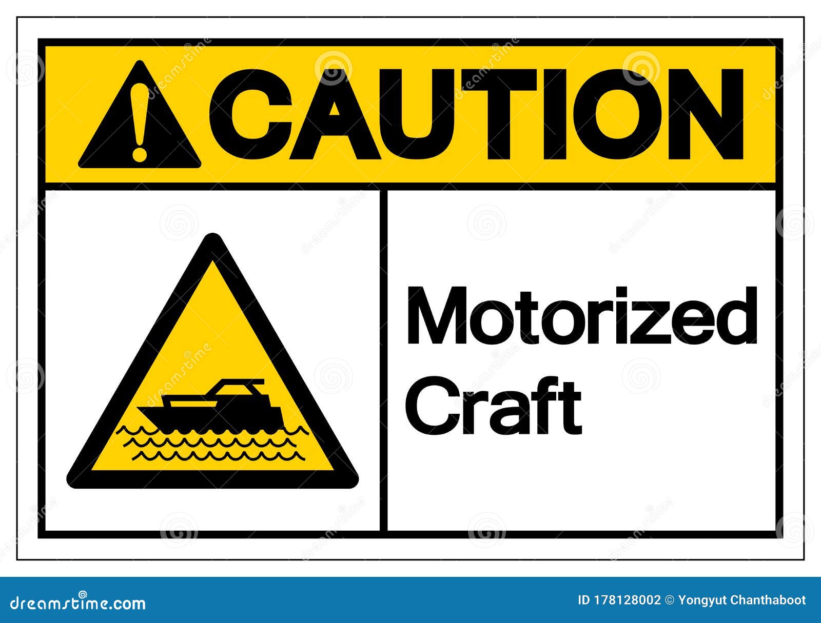 Caution Motorized Craft Symbol, Vector Illustration, Isolated on White ...