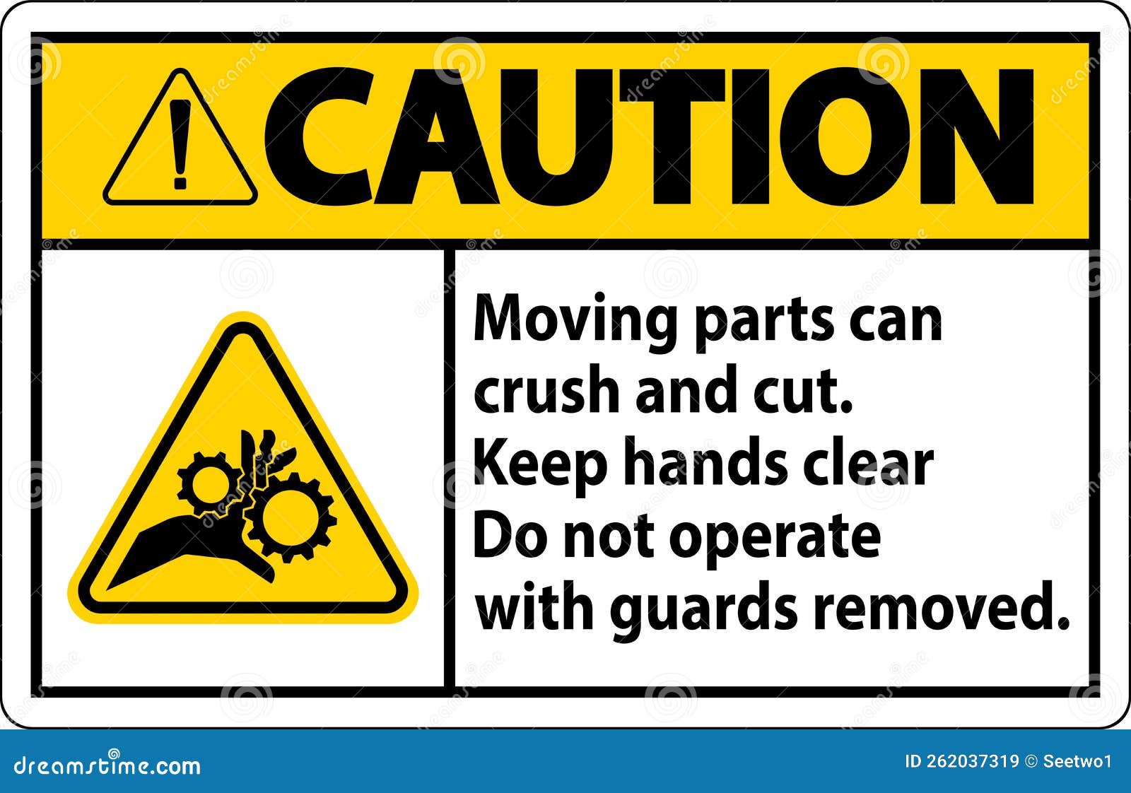 Caution Moving Parts Can Crush and Cut Label Sign Stock Vector ...