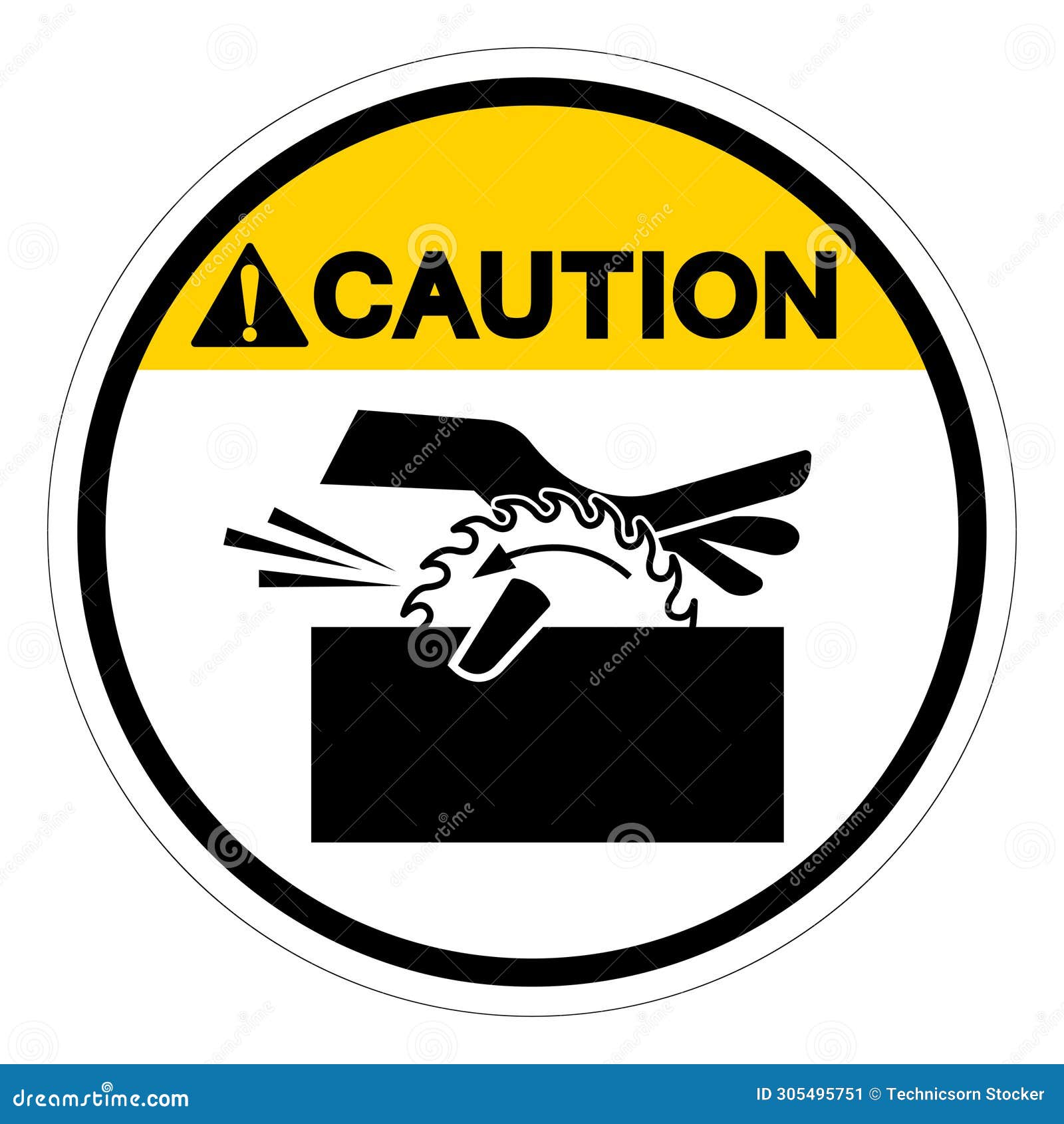 Caution Moving Saw Blade on Swing Machine Can Cut Symbol Sign, Vector ...