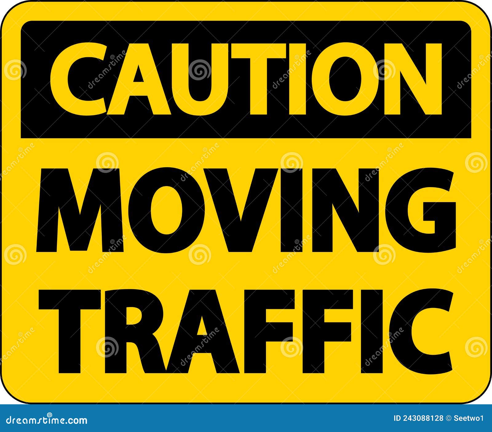 Caution Moving Traffic Sign on White Background Stock Vector ...