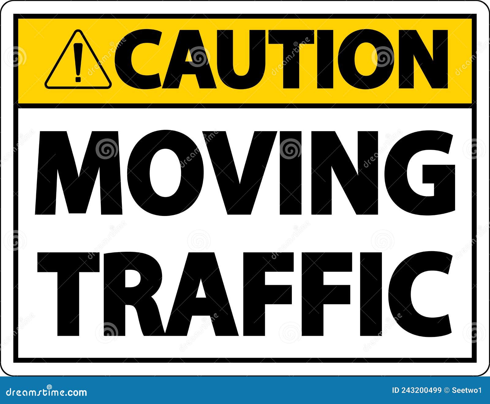 Caution Moving Traffic Sign on White Background Stock Vector ...