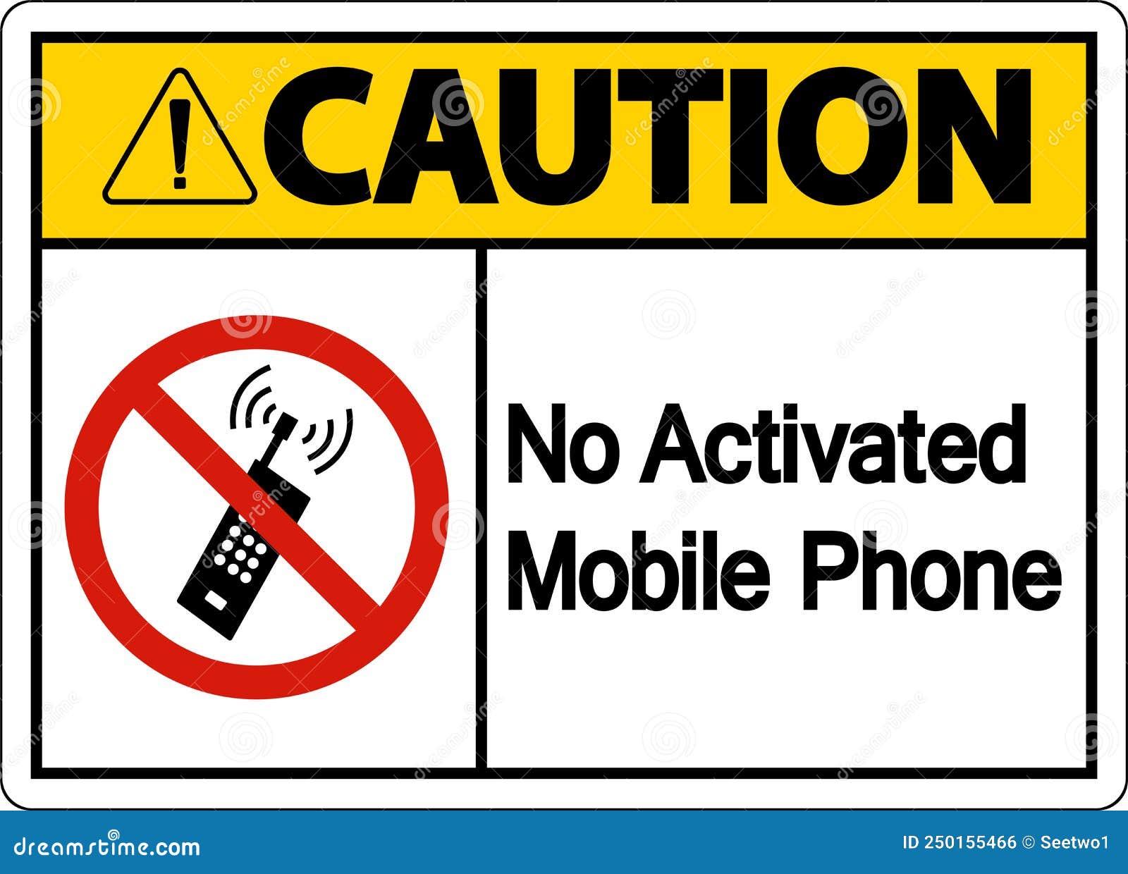 Caution No Activated Mobile Phone Sign on White Background Stock Vector ...
