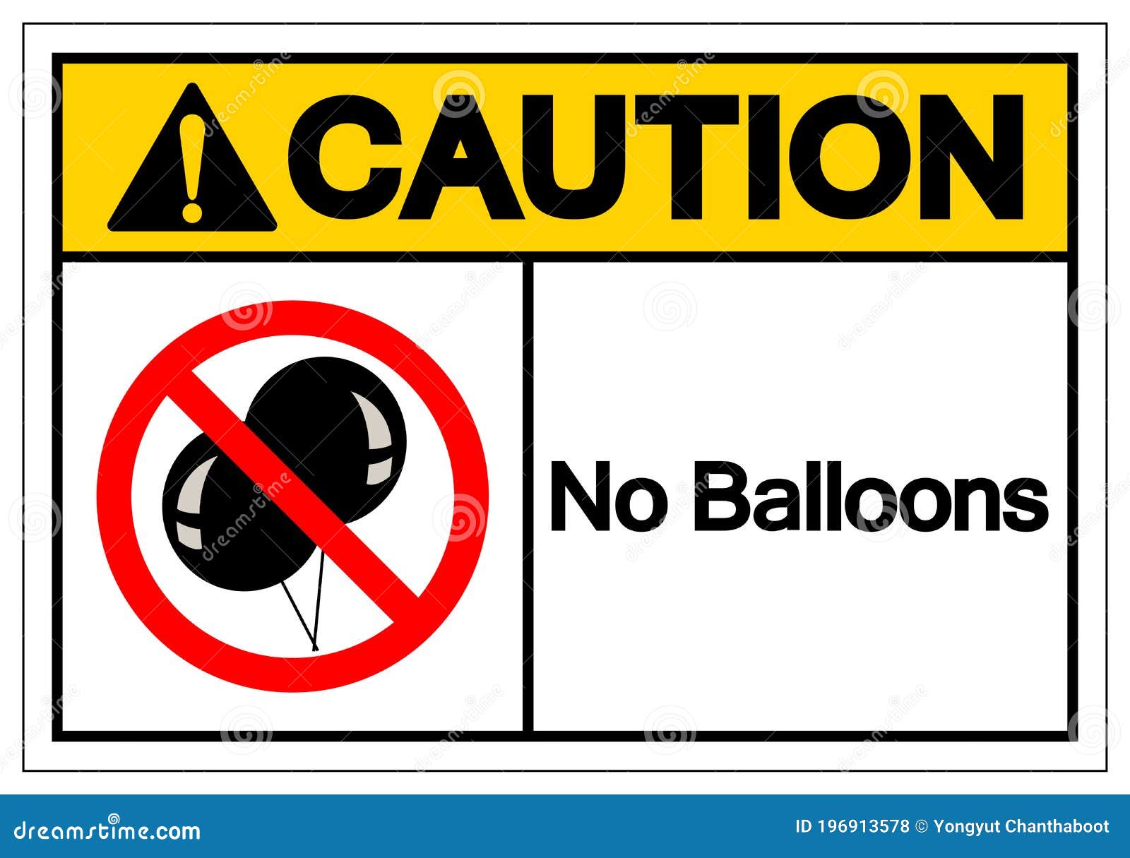 Caution No Balloons Symbol Sign, Vector Illustration, Isolate on White ...