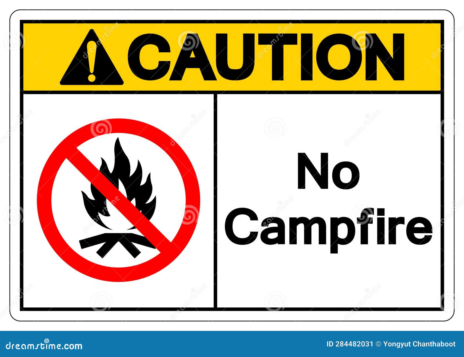 Caution No Campfire Symbol Sign ,Vector Illustration, Isolate on White ...