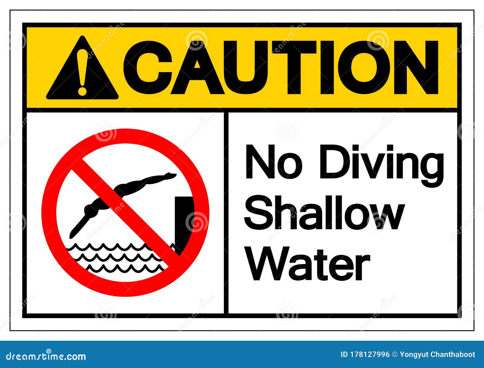 Caution Shallow Water Symbol Sign, Vector Illustration, Isolated On ...