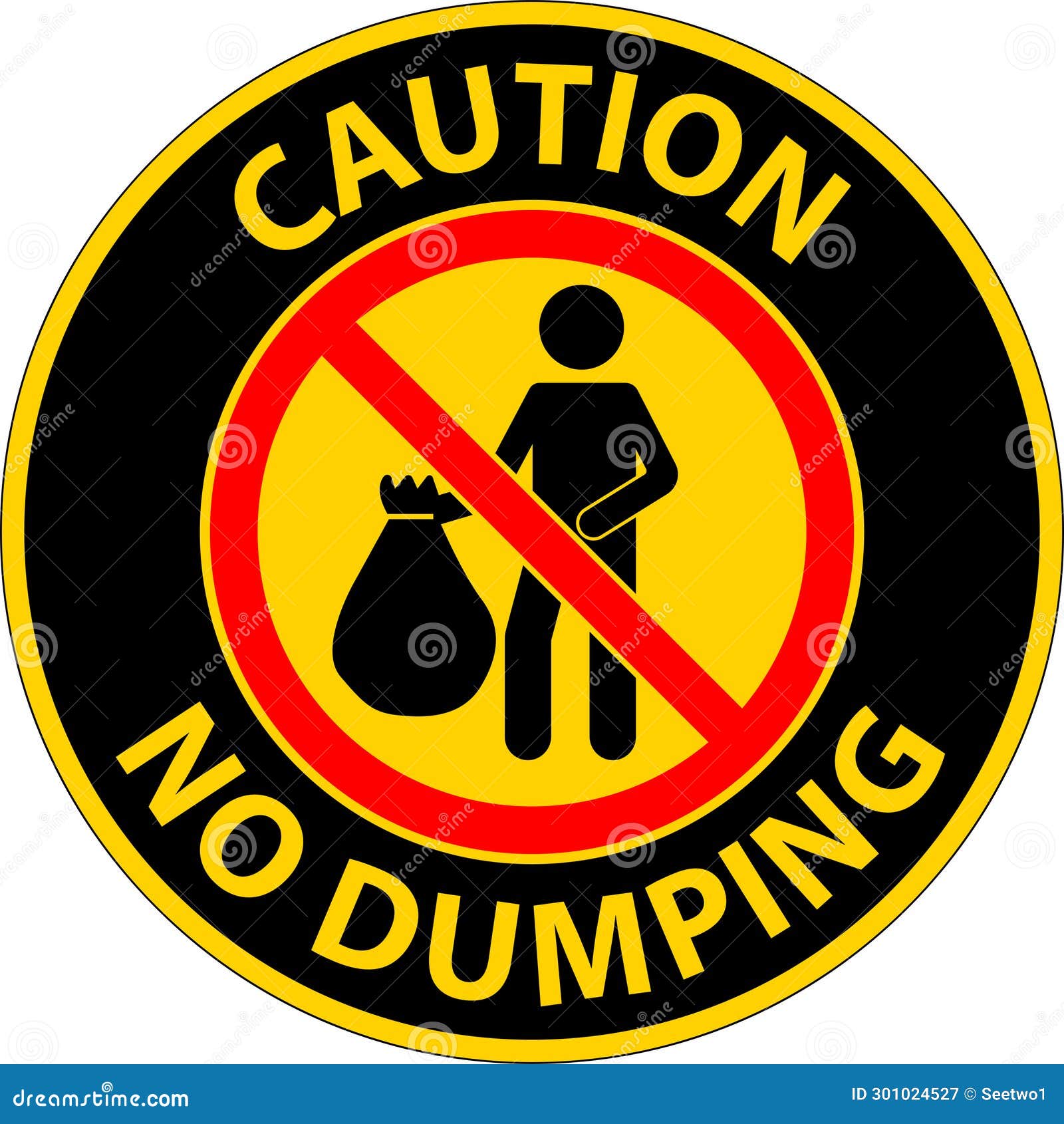 Caution No Dumping Sign stock vector. Illustration of recycle - 301024527