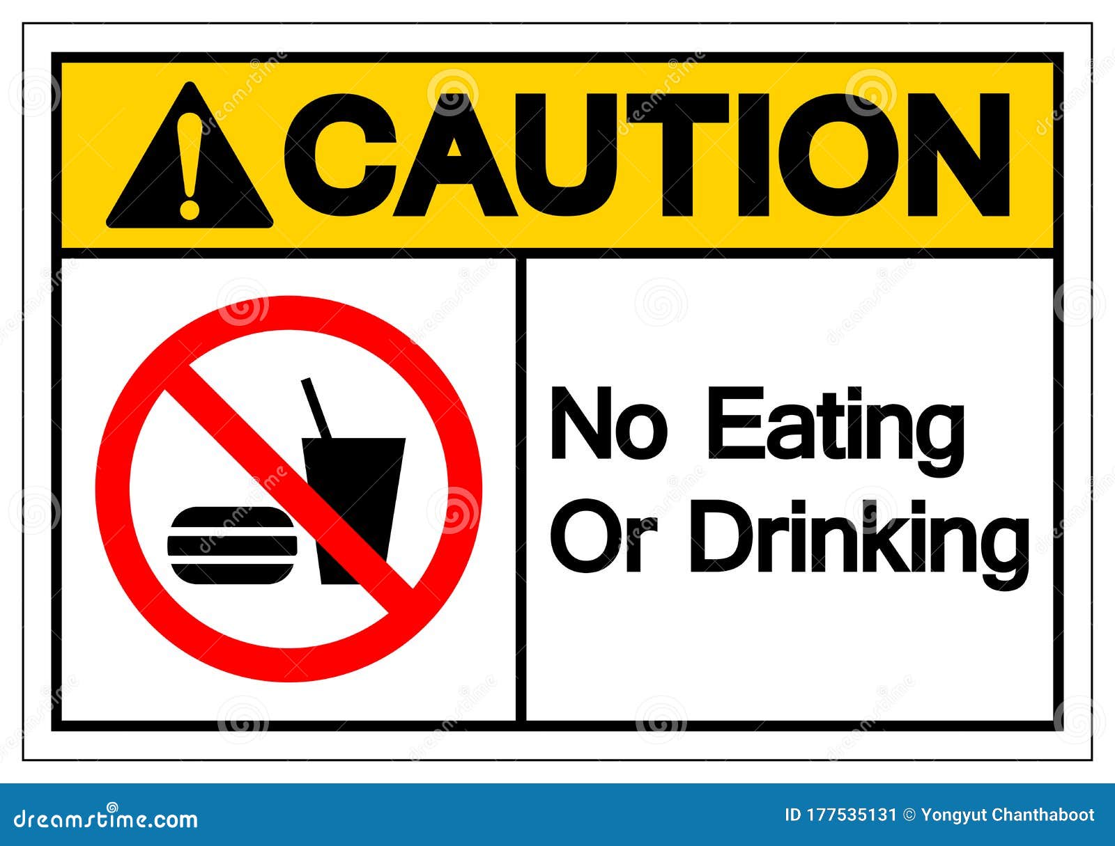 Caution No Eating or Drinking Symbol Sign, Vector Illustration, Isolate ...