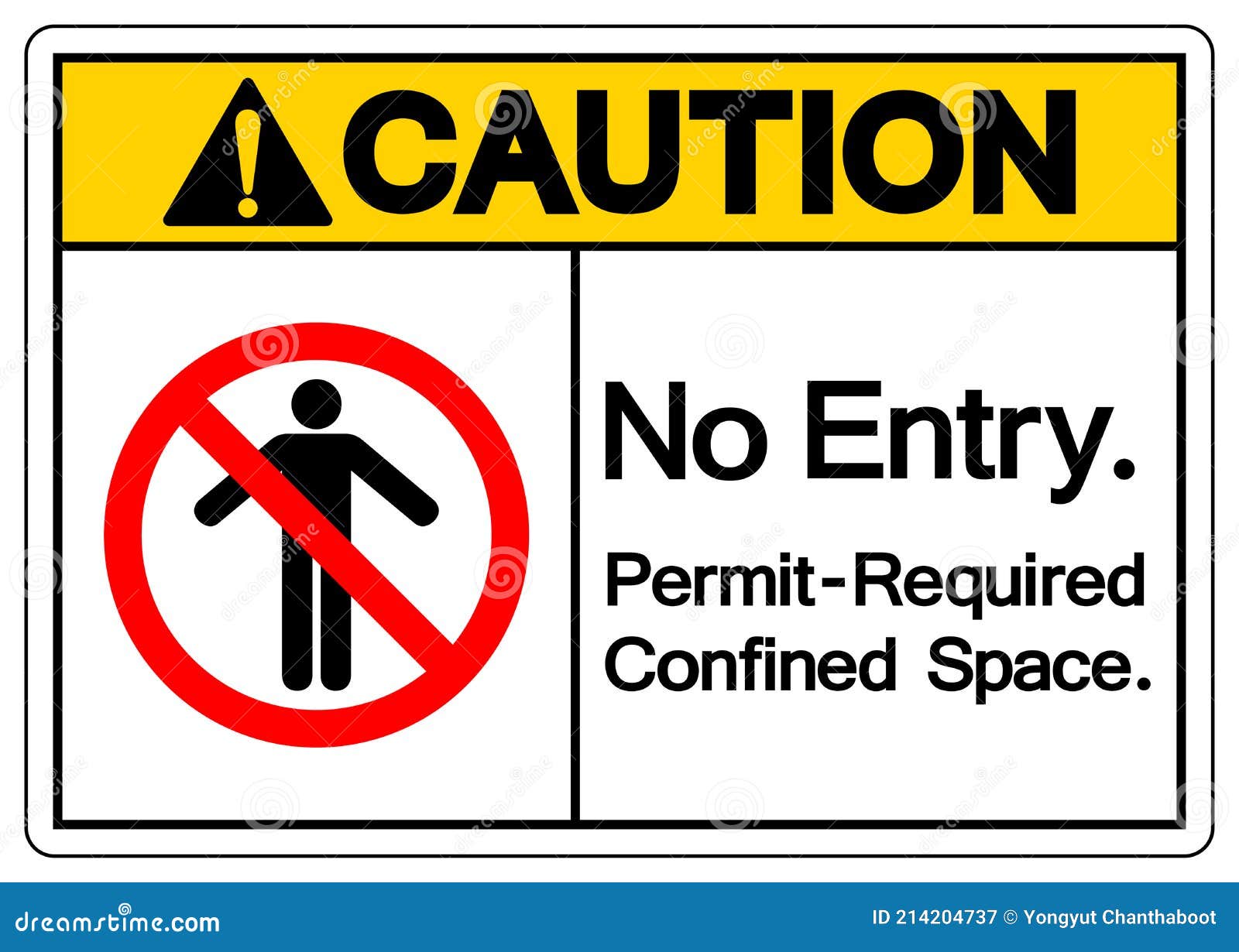 Caution No Entry Permit Required Confined Space Symbol Sign, Vector ...