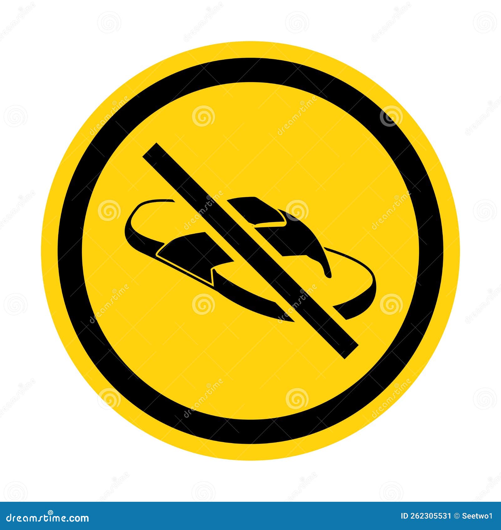 Caution No Open Toed Shoes Sign On White Background Cartoon Vector ...