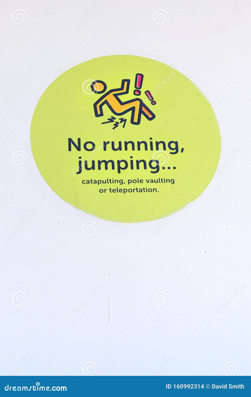 Caution No Running, Jumping Sign Stock Photo - Image of safety, running ...