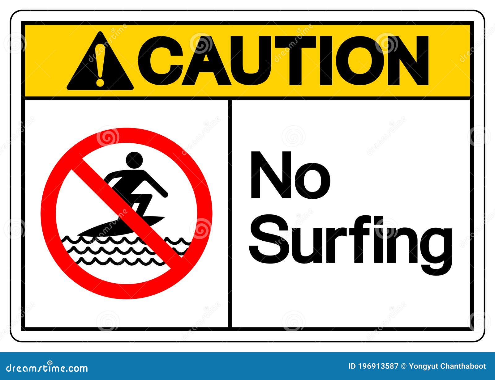 Caution No Surfing Symbol Sign, Vector Illustration, Isolate on White ...