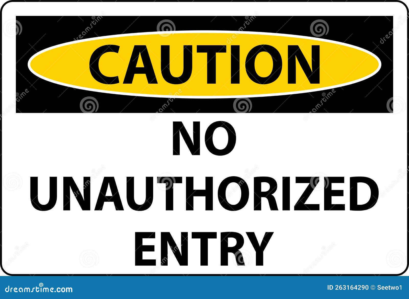 Caution No Unauthorized Entry Sign on White Background Stock Vector ...