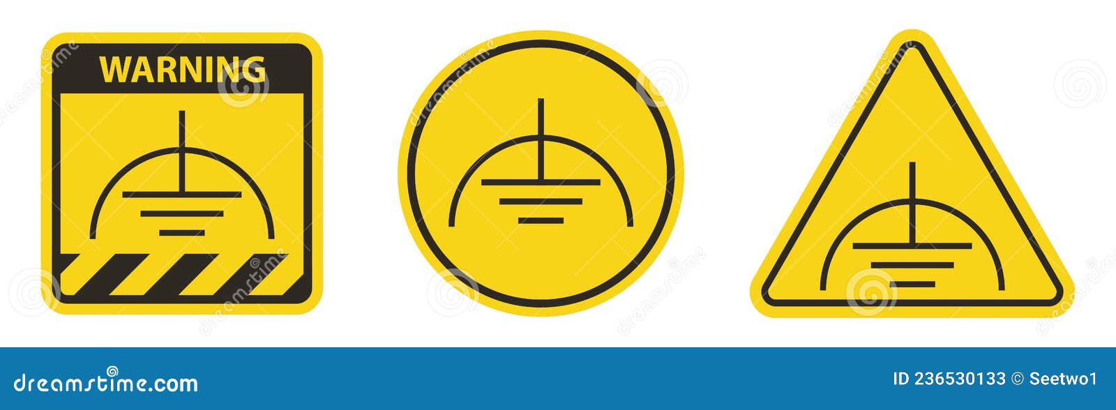 Caution Noiseless Earth Clean Ground Symbol Sign on White Background ...