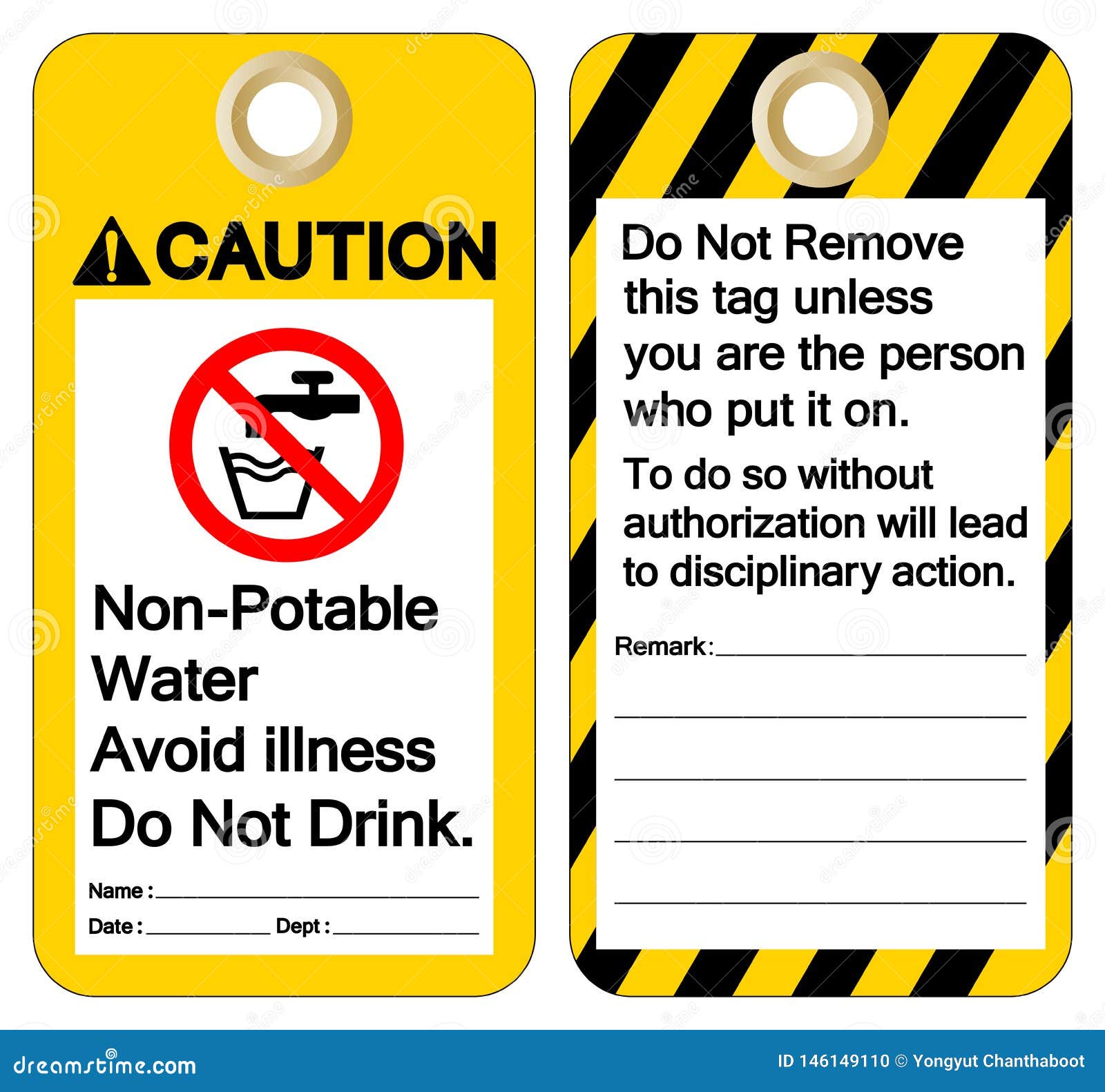 Caution Non-Potable Water Avoid Illness Do Not Drink Symbol Sign ...