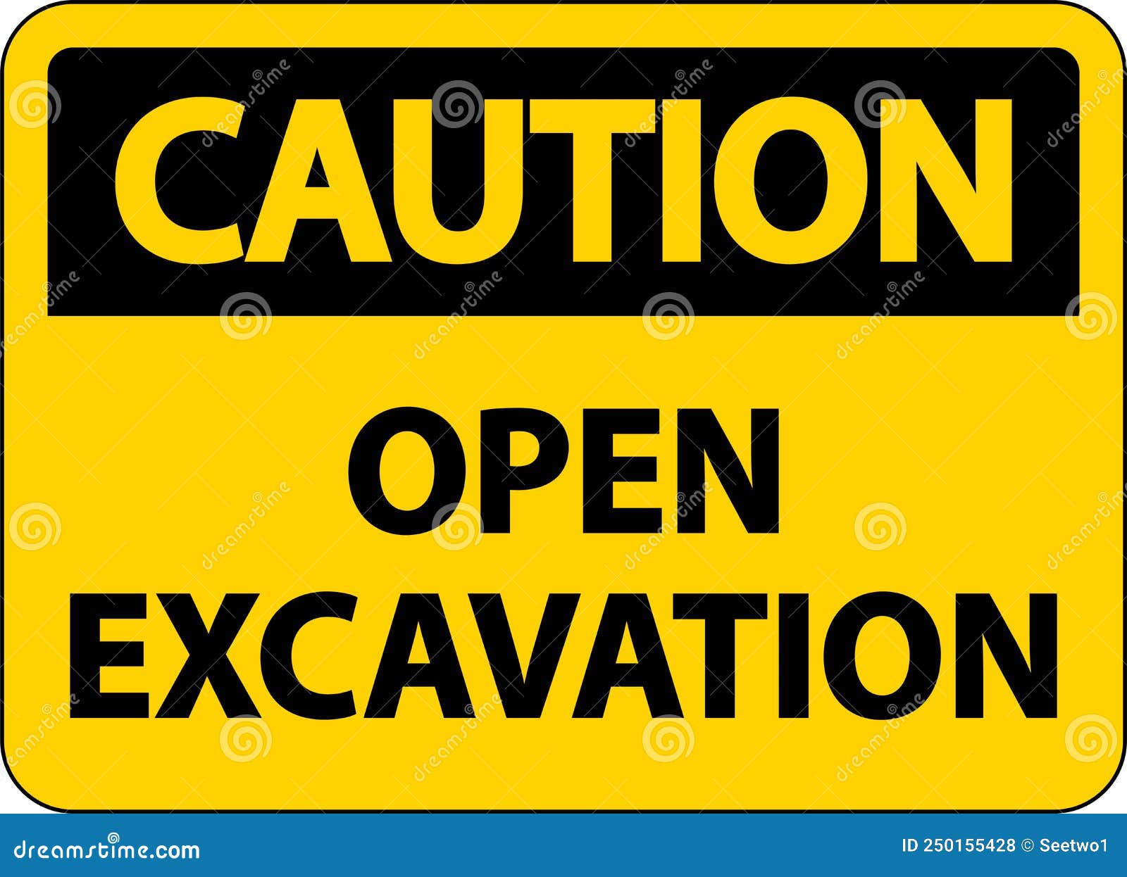 Caution Open Excavation Sign on White Background Stock Vector ...