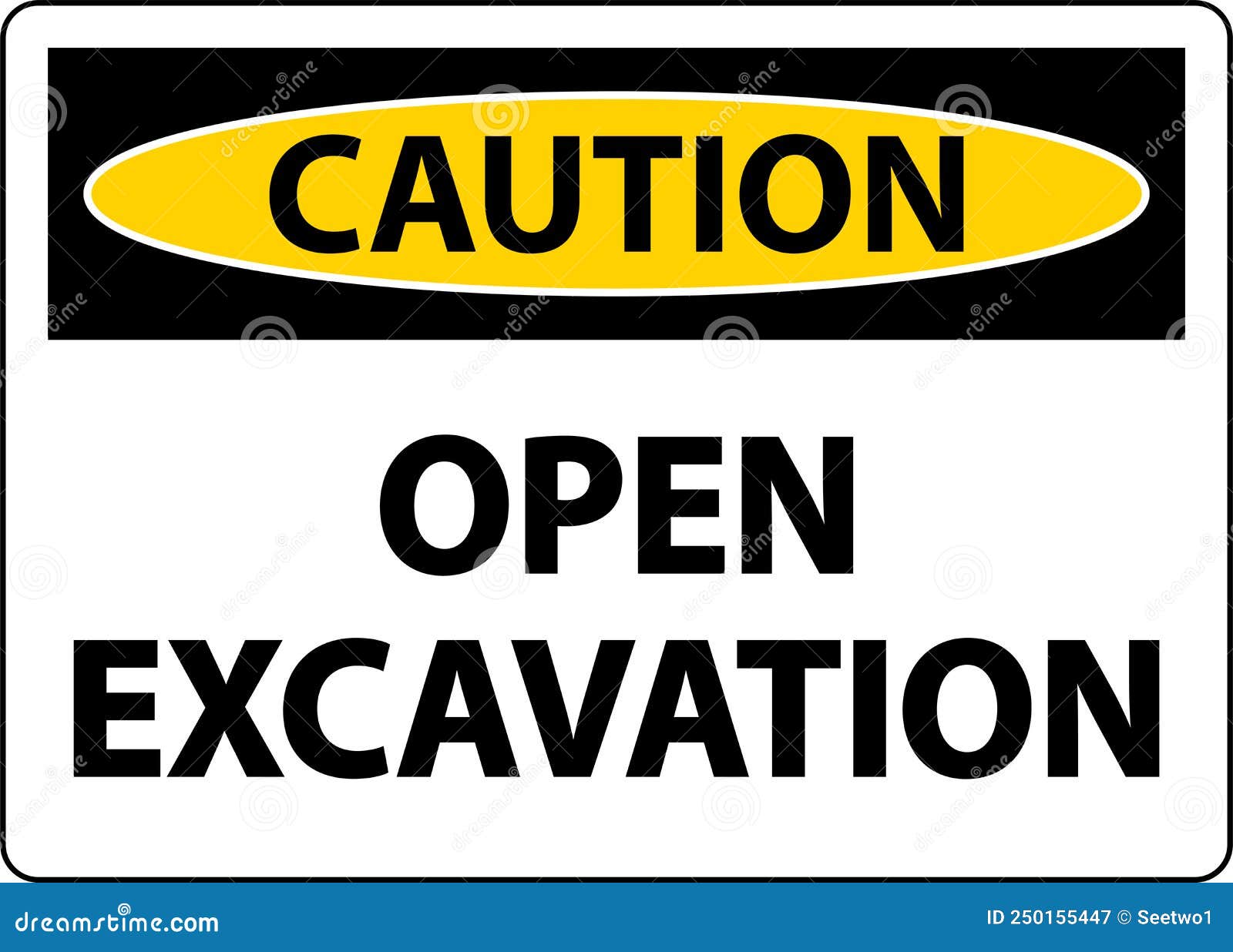 Caution Open Excavation Sign on White Background Stock Vector ...