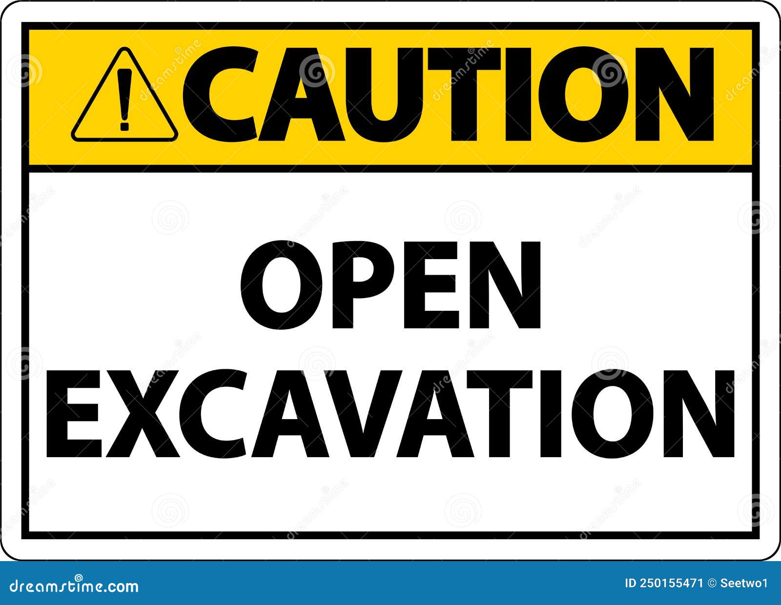 Caution Open Excavation Sign on White Background Stock Vector ...