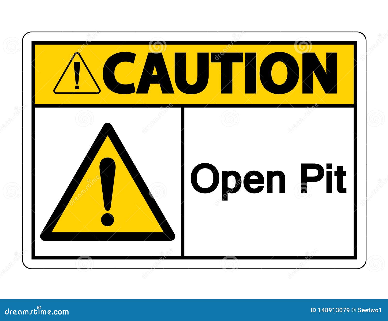 Caution Open Pit Symbol Sign Isolate on White Background,Vector ...