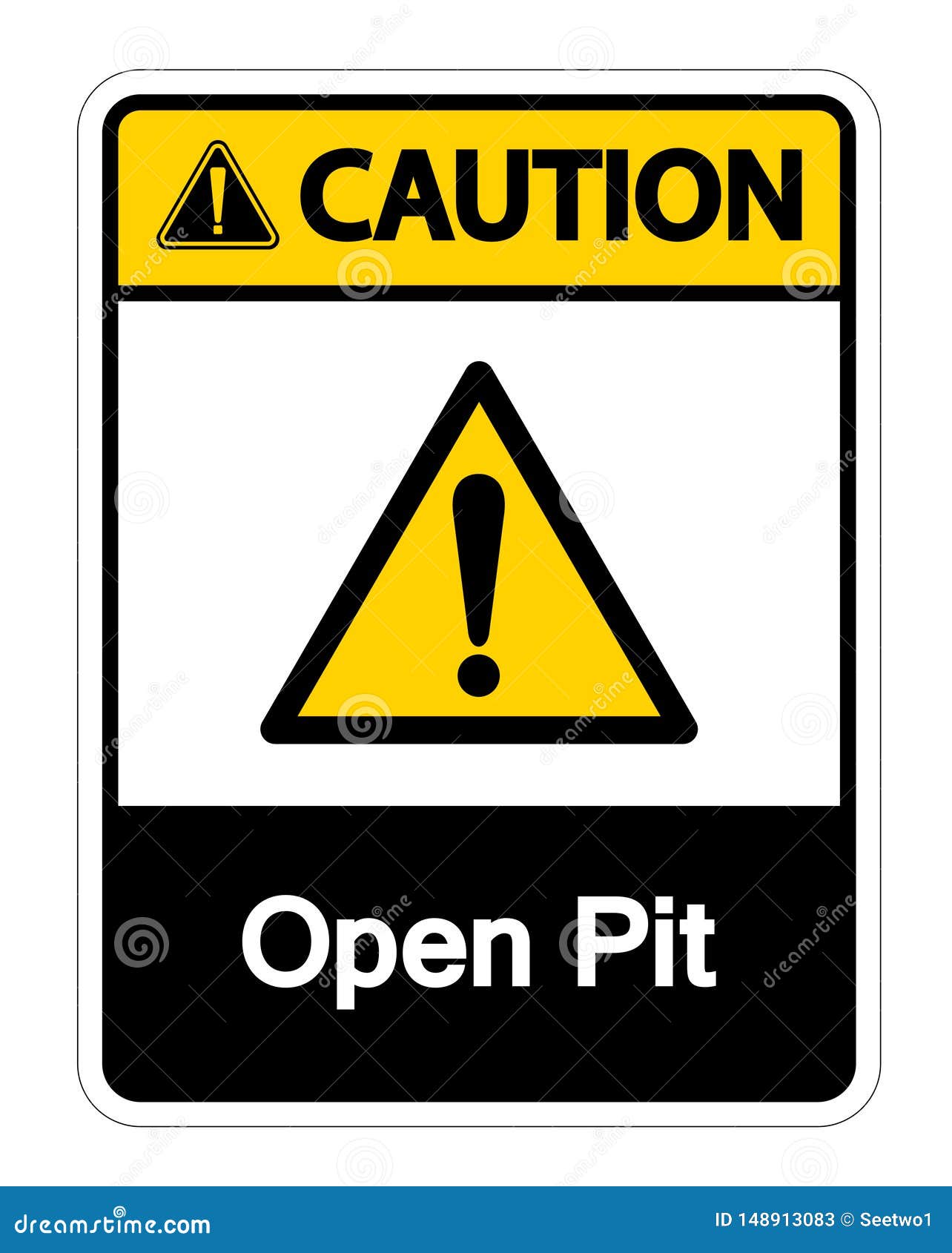 Caution Open Pit Symbol Sign Isolate on White Background,Vector ...