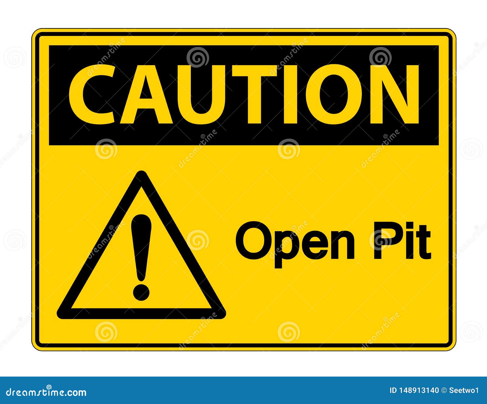 Caution Open Pit Symbol Sign Isolate on White Background,Vector ...
