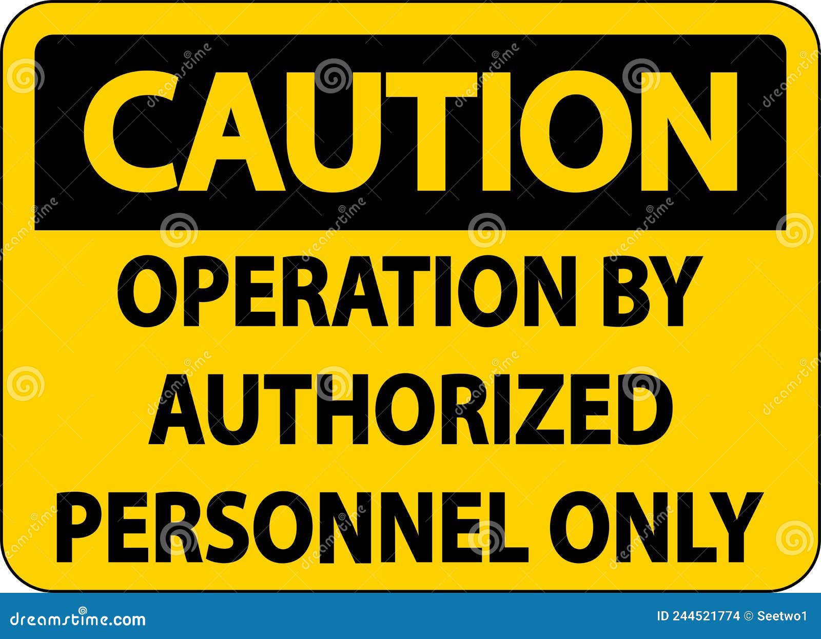 Caution Operation by Authorized Label Sign on White Background Stock ...