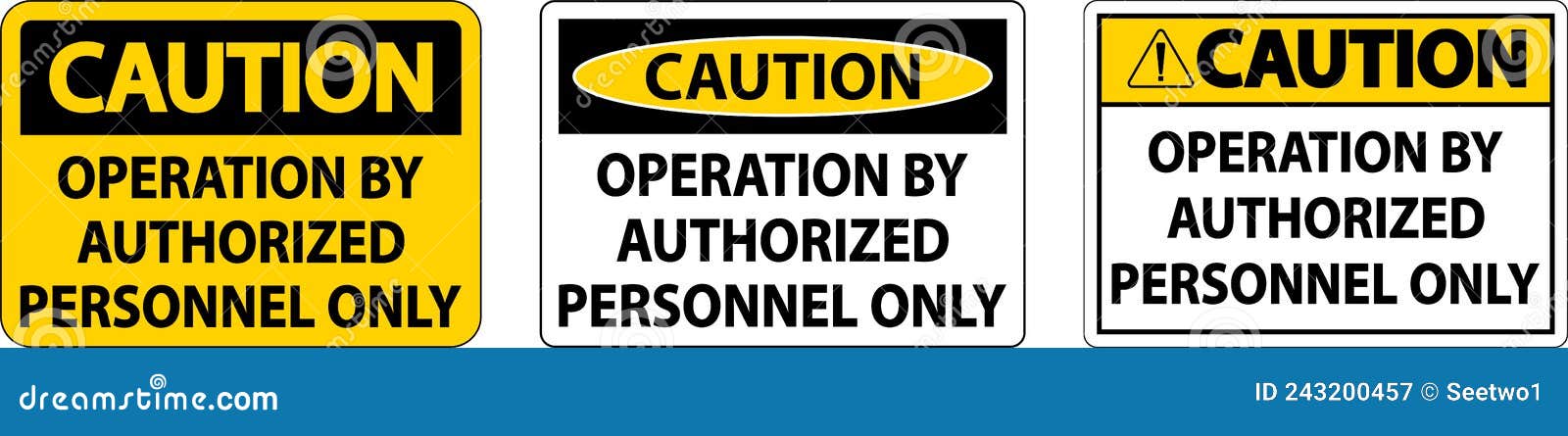 Caution Operation by Authorized only Sign on White Background Stock ...