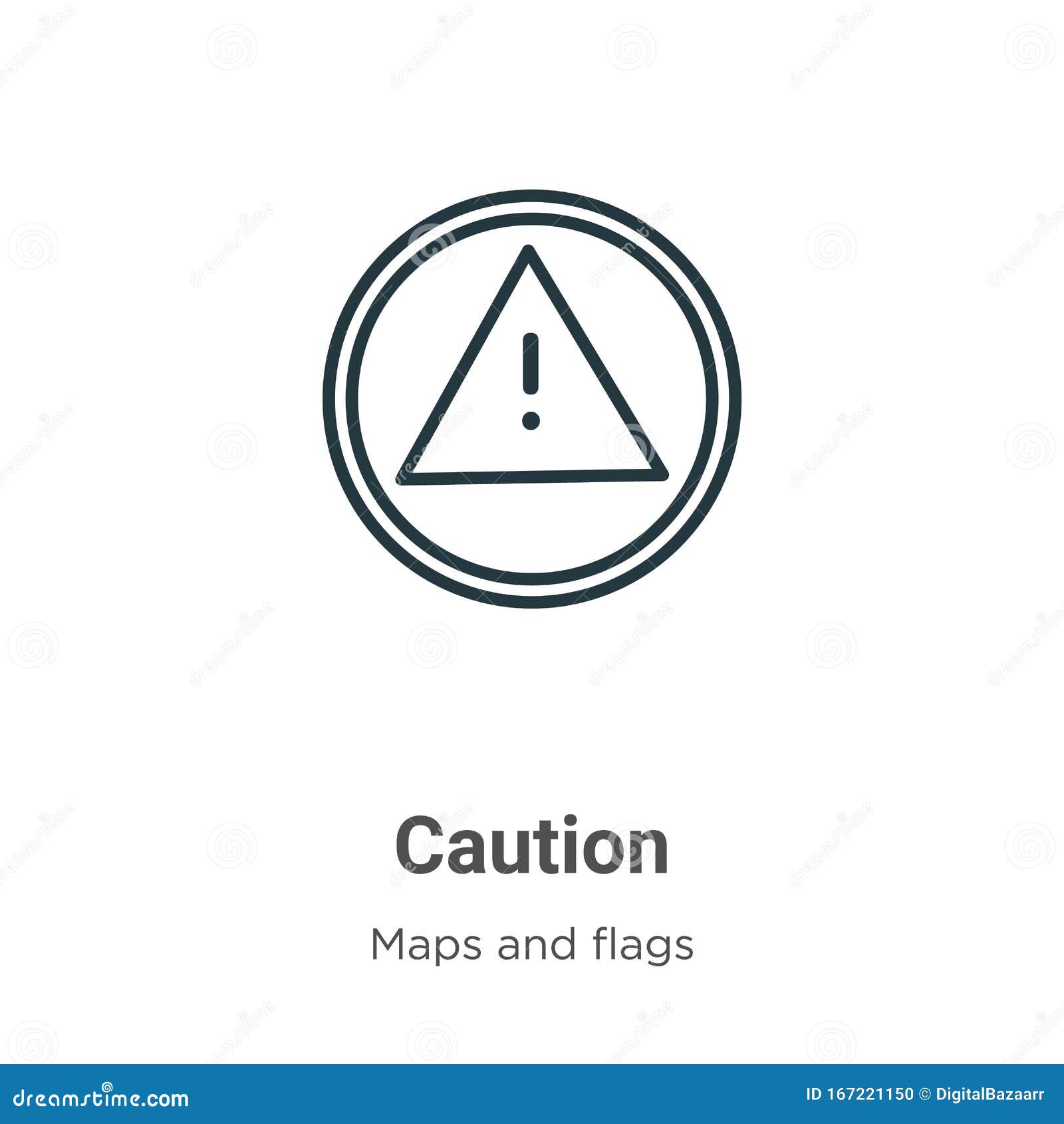 Caution Outline Vector Icon. Thin Line Black Caution Icon, Flat Vector ...
